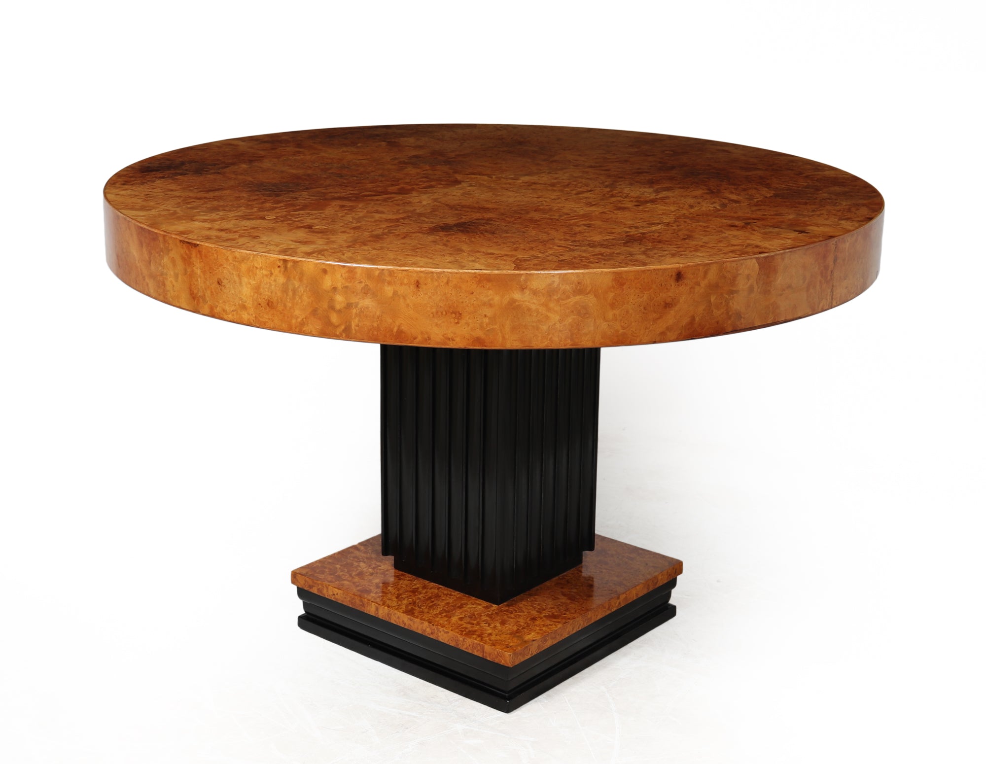 French Art Deco Round Dining Table in Burr Maple – TheFurnitureRooms