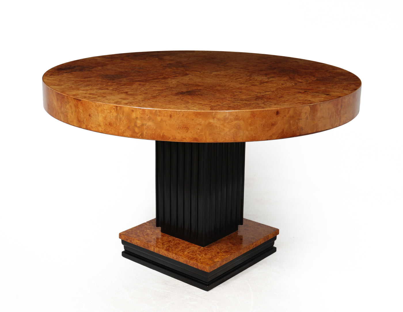 French Art Deco Round Dining Table in Burr Maple – TheFurnitureRooms