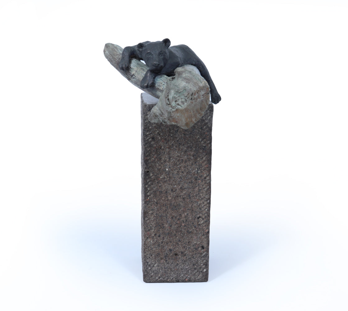 Bronze Sculpture of Lioness on Log – Cold-Painted Bronze, 1990s | The ...