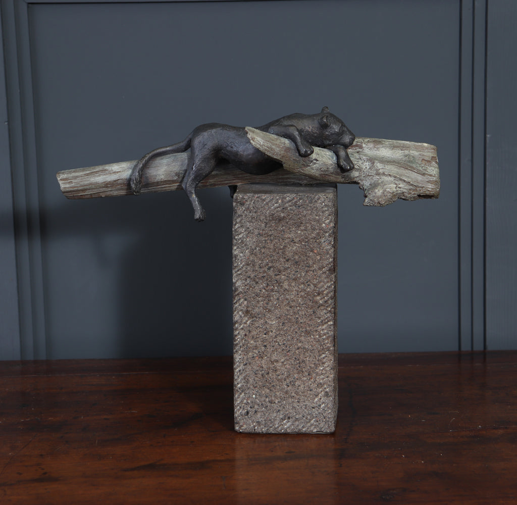 Bronze Sculpture of Lioness on Log – Cold-Painted Bronze, 1990s | The ...