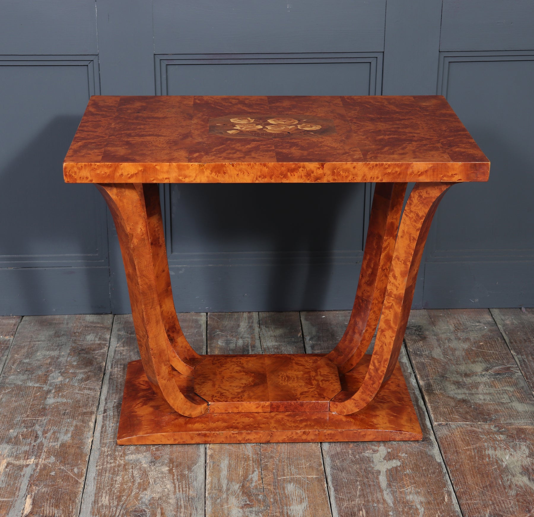 French Art Deco Burr Yew Cocktail Table with Floral Marquetry – The ...