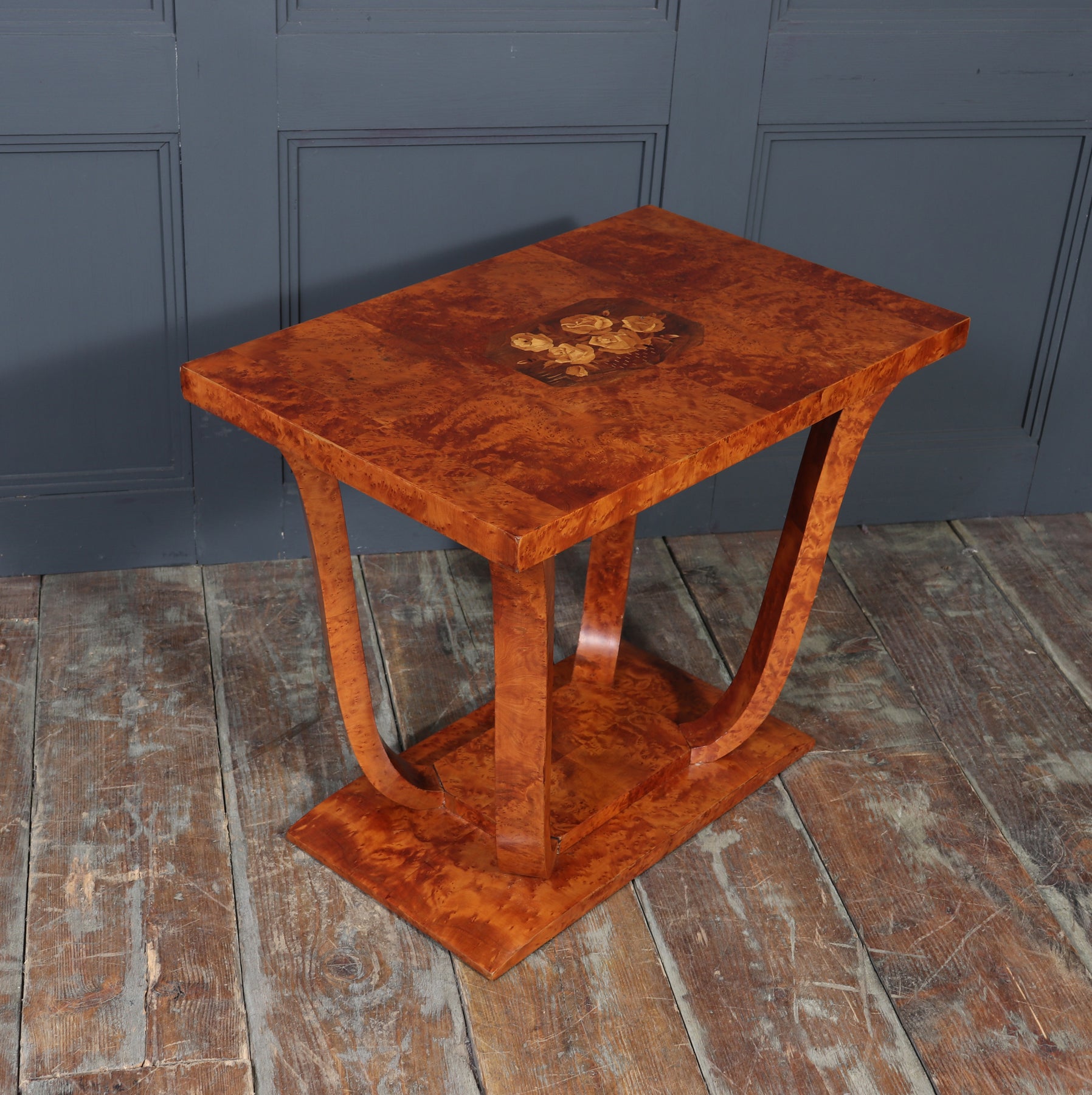 French Art Deco Burr Yew Cocktail Table with Floral Marquetry – The ...