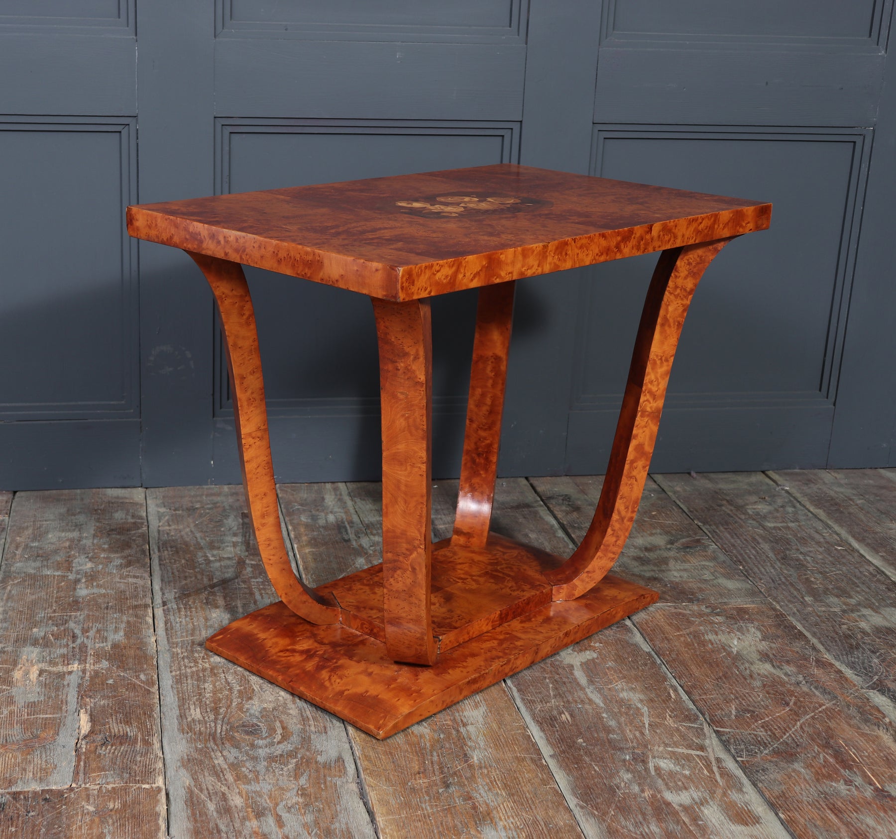 French Art Deco Burr Yew Cocktail Table with Floral Marquetry – The ...